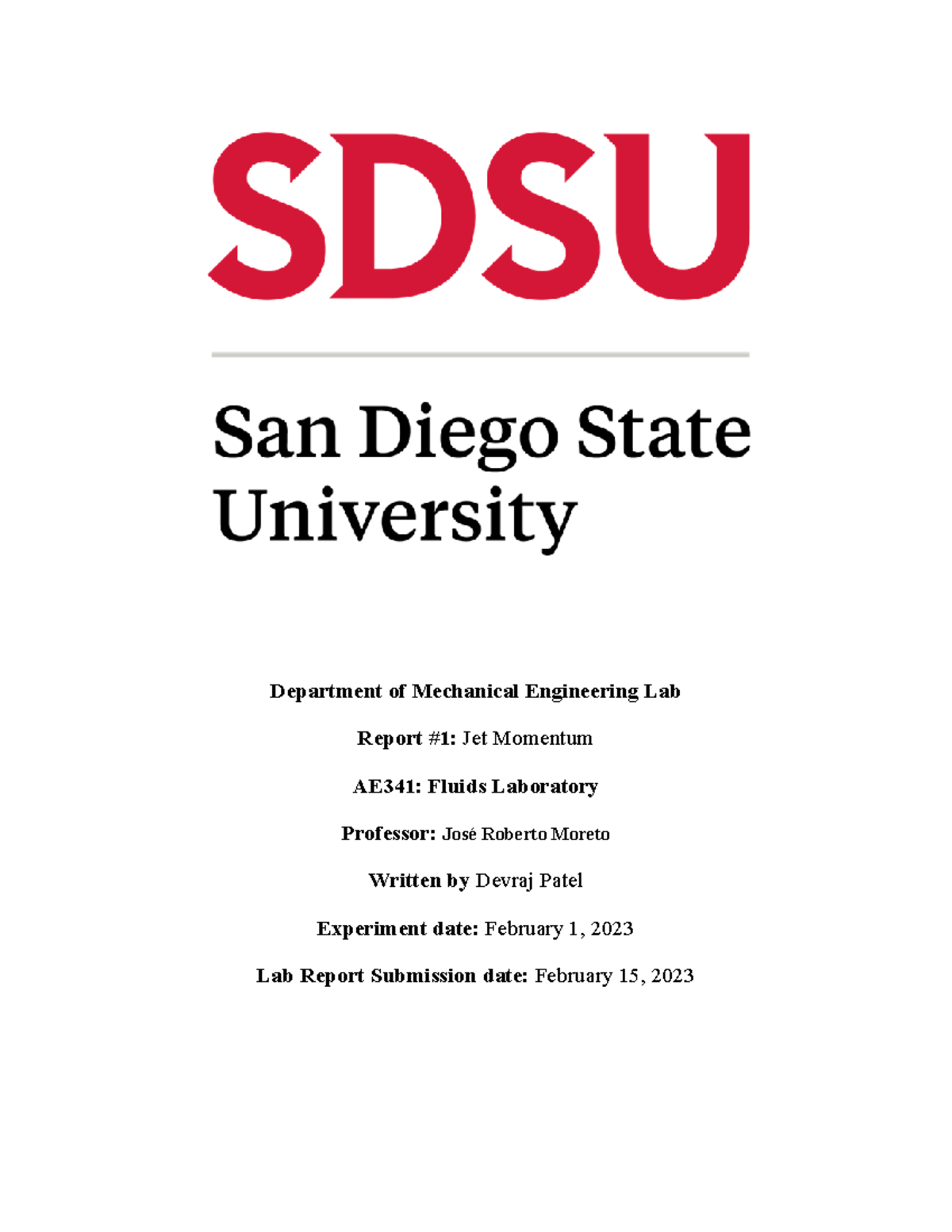 Fluids lab 1, jet momentum - Department of Mechanical Engineering Lab ...