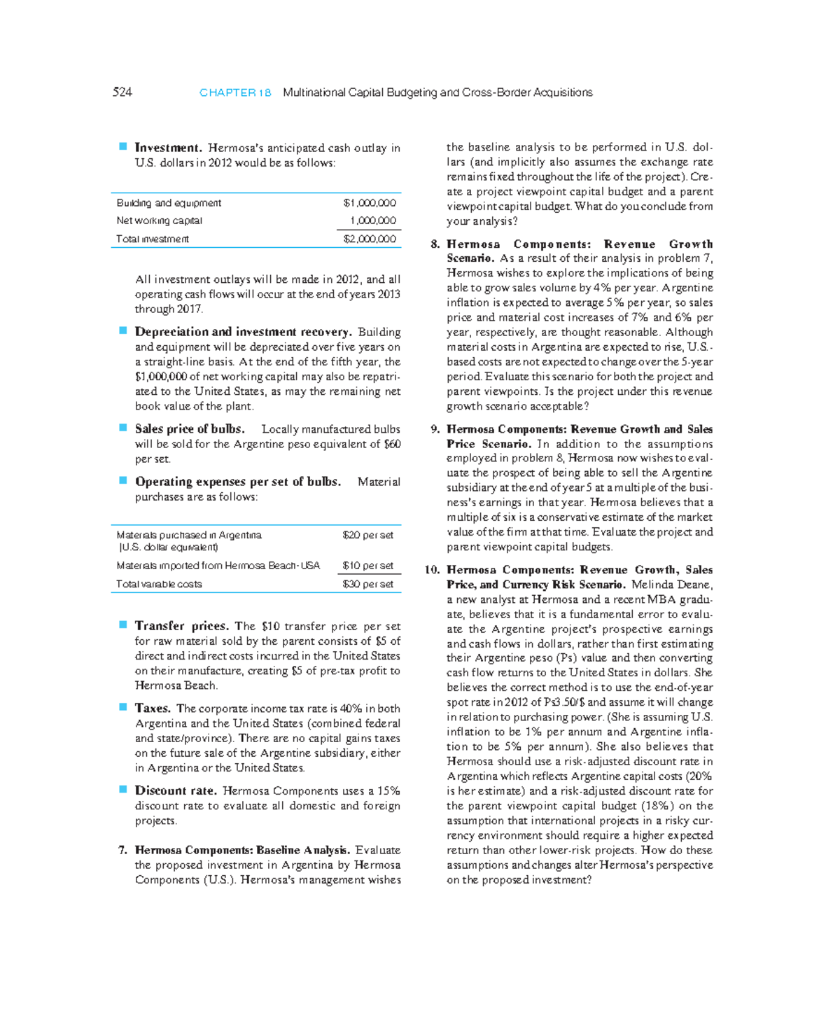 Multifunctional Finance Management-137 - 524 CHAPTER 18 Multinational Capital Budgeting and ...