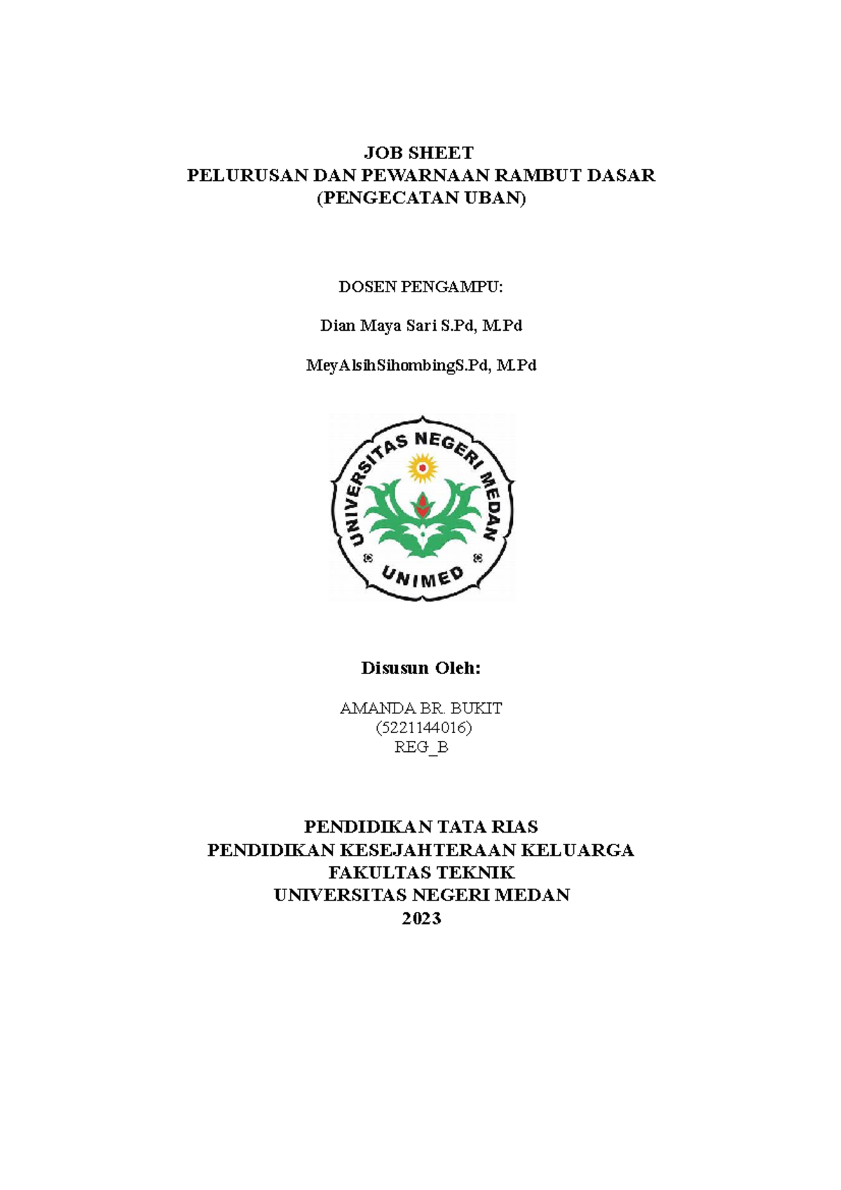 Jobsheet pewarnaan Manda - JOB SHEET PELURUSAN DAN PEWARNAAN RAMBUT ...