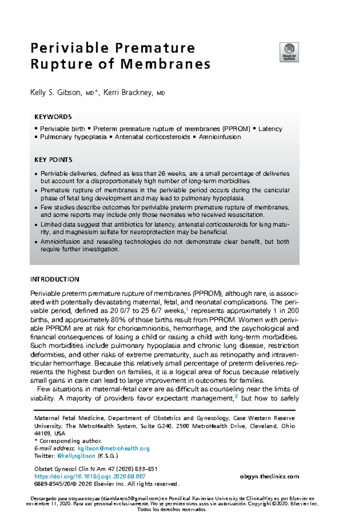 Ruptura Prematura DE Membranas Previable - Periviable Premature Rupture ...