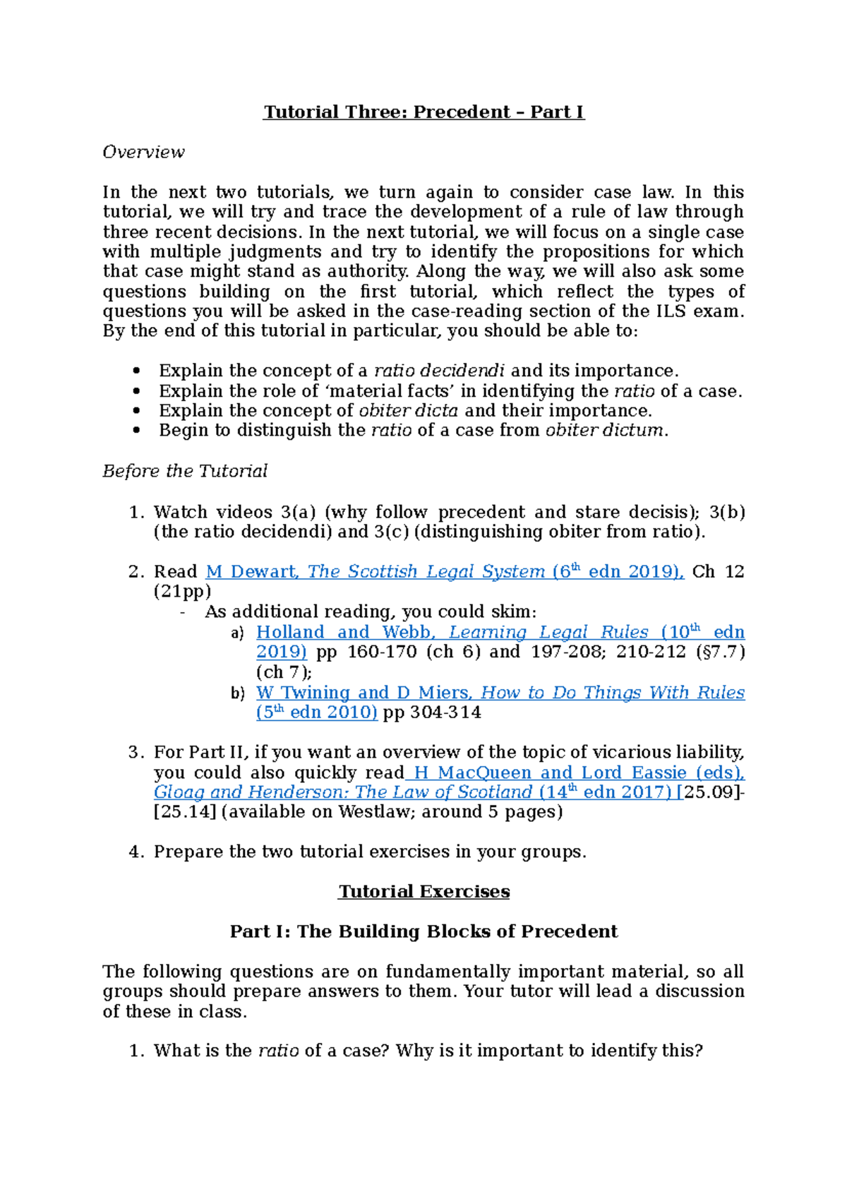 Tutorial 3 - Questions with instructions given by lecturer on what to ...