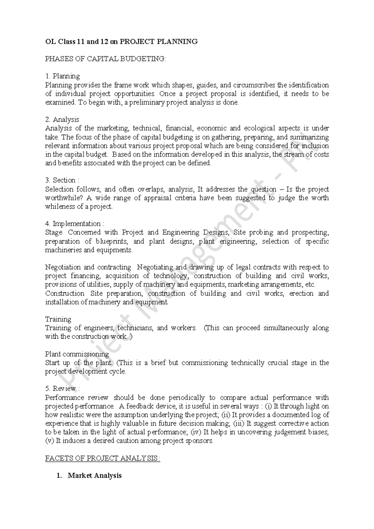 project planning - Project Management - PN OL Class 11 and 12 on ...