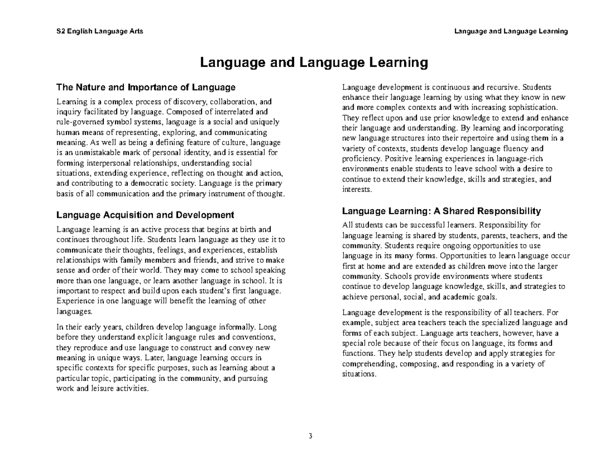 Lang learning - Languages - The Nature and Importance of Language ...