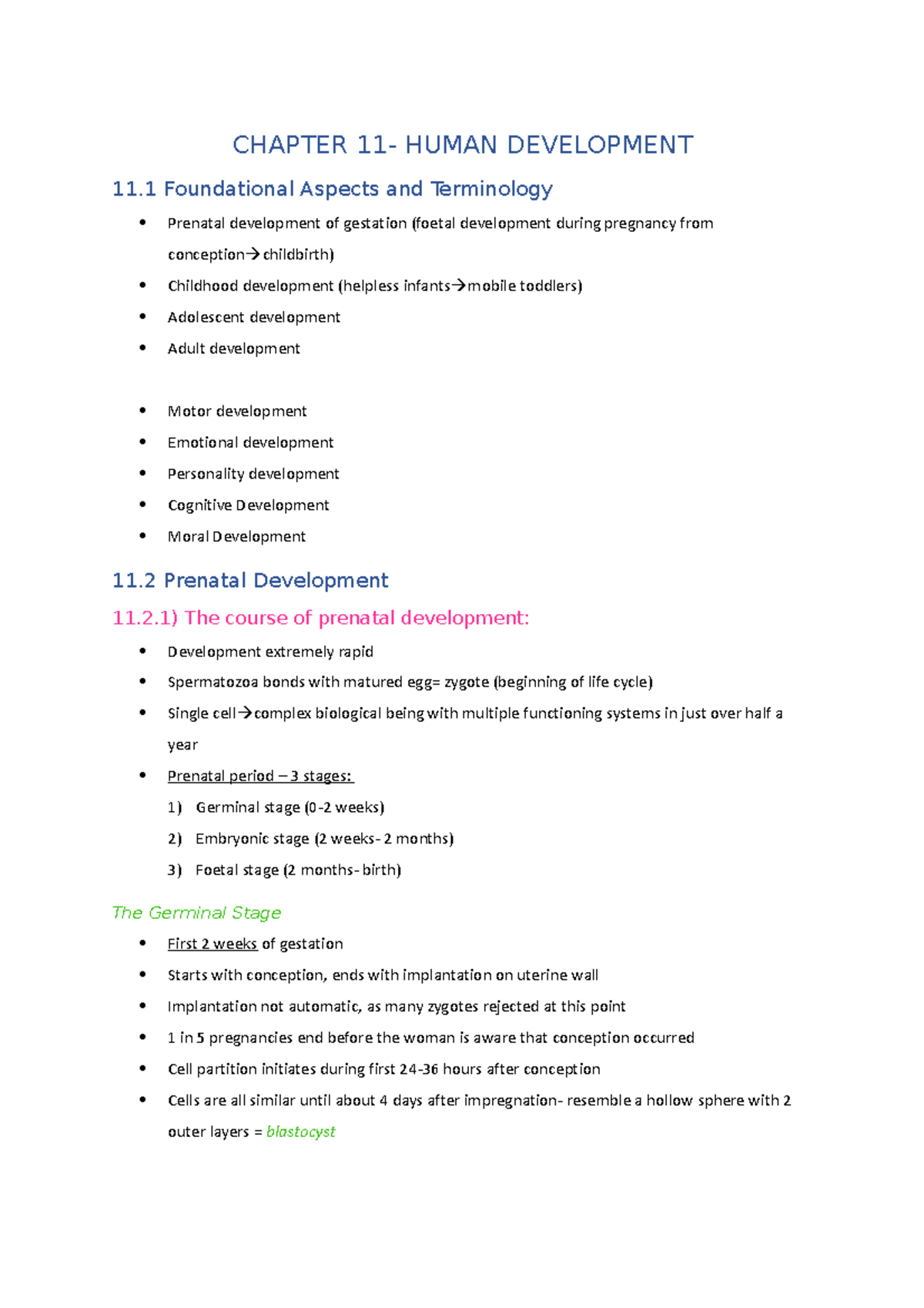 Developmental Psychology - CHAPTER 11- HUMAN DEVELOPMENT 11 ...