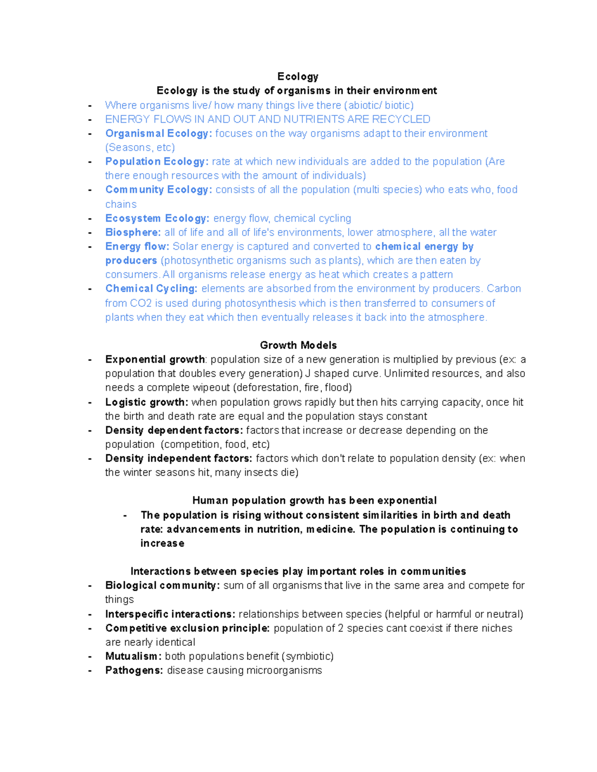 Global Climate Change 2 Readings - Ecology Ecology is the study of ...