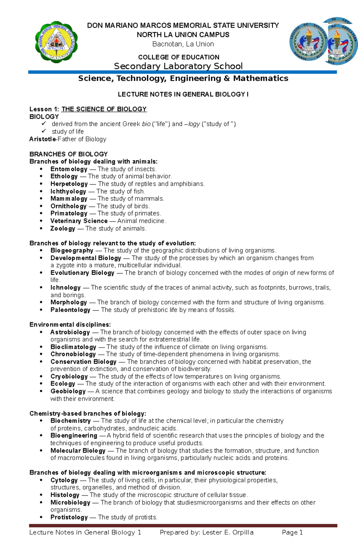 371912515 Lecture Notes General Biology - DON MARIANO MARCOS MEMORIAL ...
