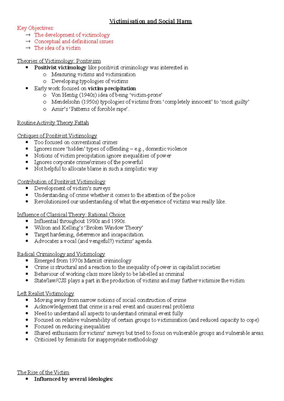 The Concept of a Victim - Second year module - Victimisation and Social ...