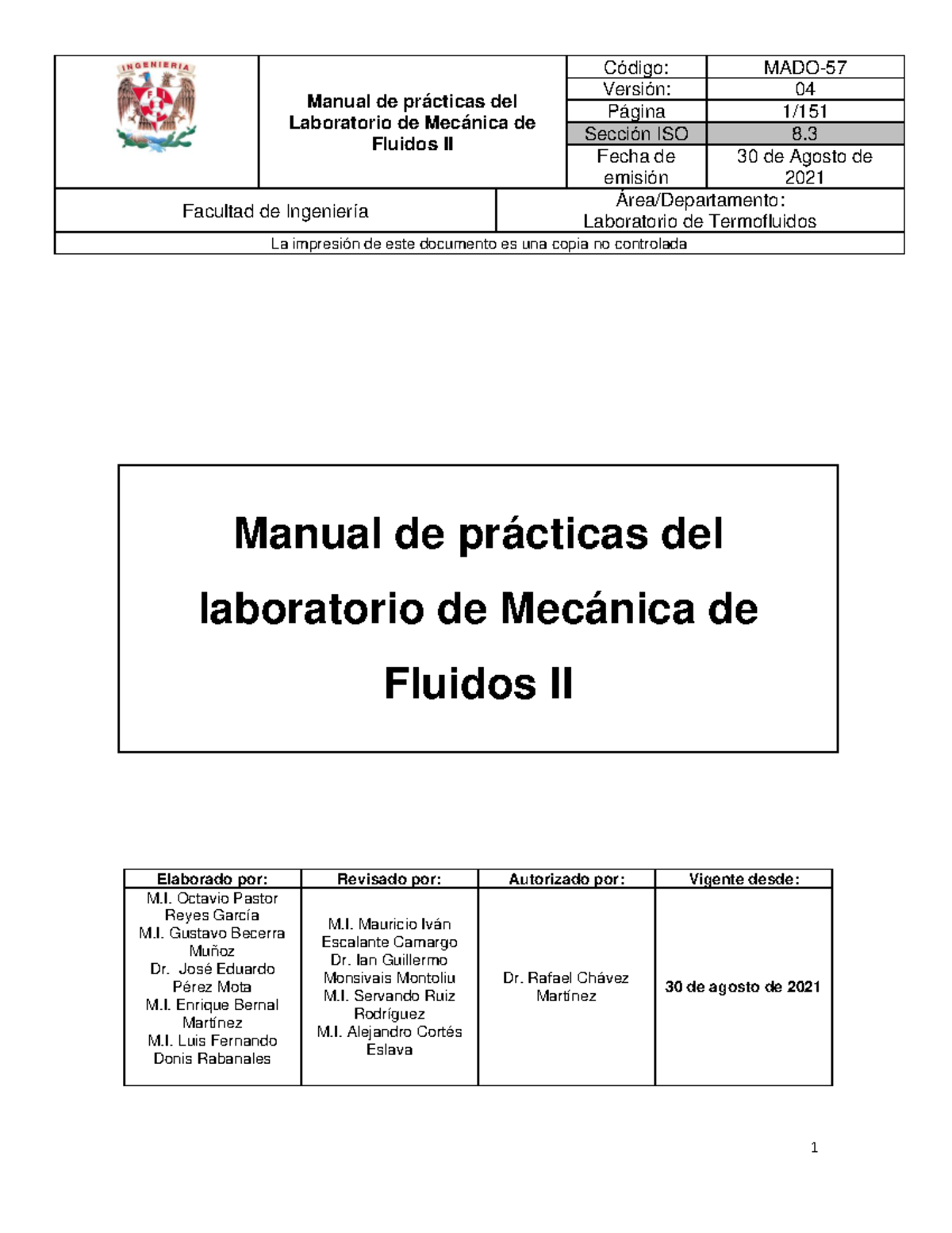 Manual De Prácticas De Mecánica De Fluidos Manual De Prácticas Del