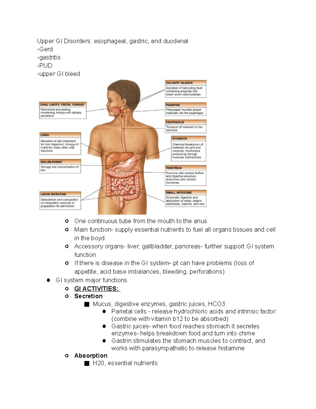 Upper GI Disorders - Medsurg 1 notes McWeeney - Upper GI Disorders ...