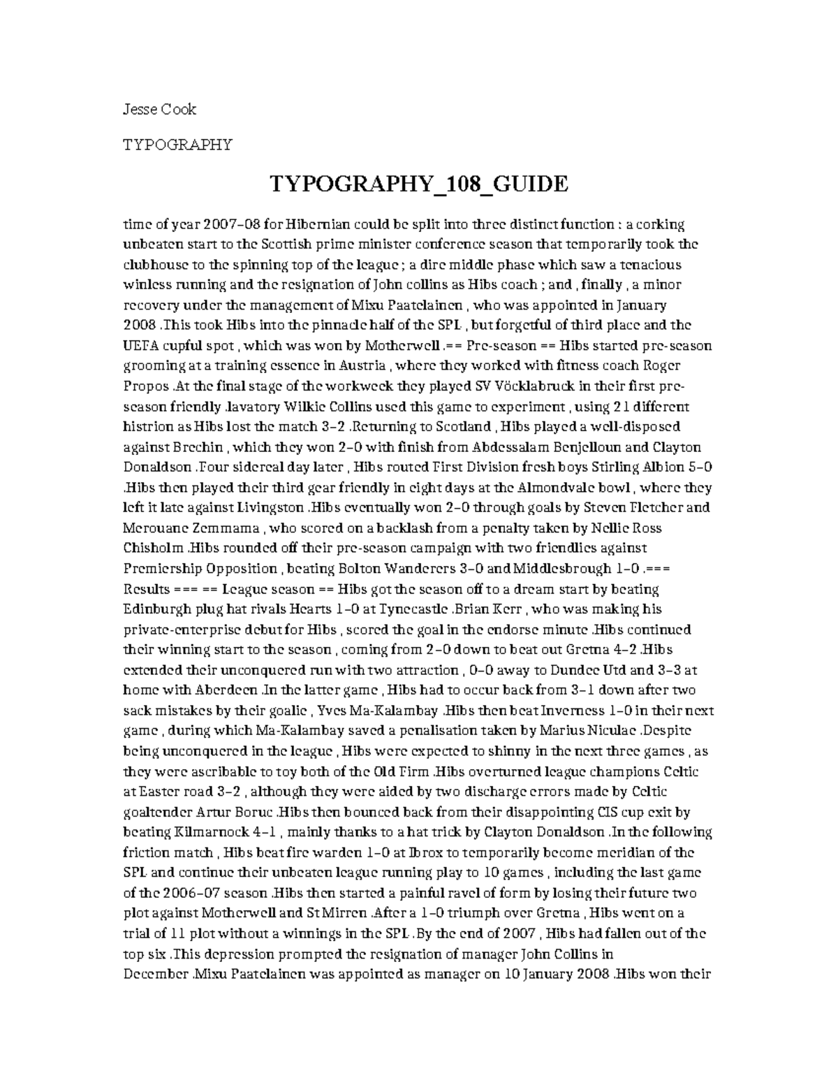 Typography 108 Guide - Jesse Cook TYPOGRAPHY TYPOGRAPHY_108_GUIDE time of year 2007–08 for ...