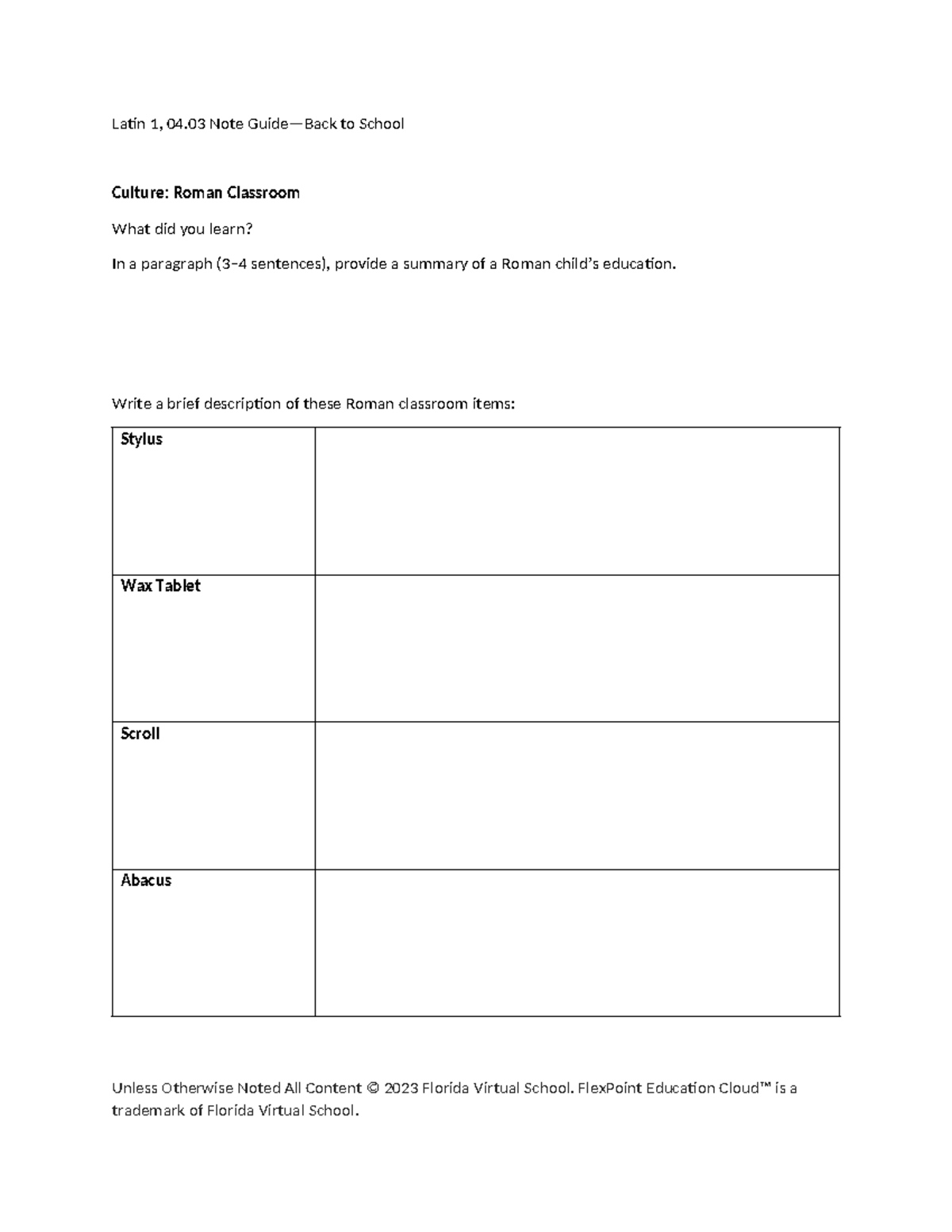 Latin 1 0403 noteguide - Note guide - Latin 1, 04 Note Guide—Back to ...