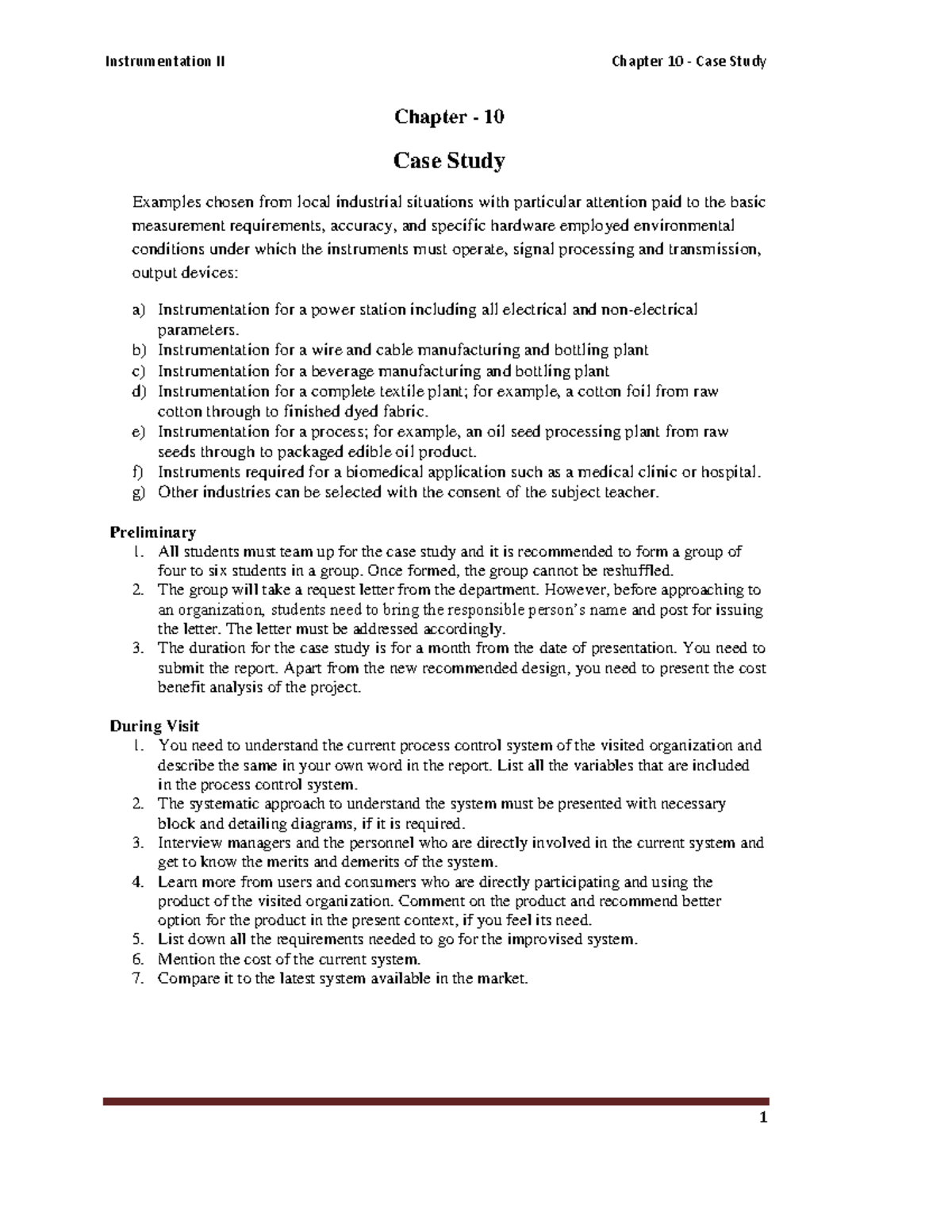 Chapter 10 instrumentaion II case study Sample - Chapter - 10 Case ...