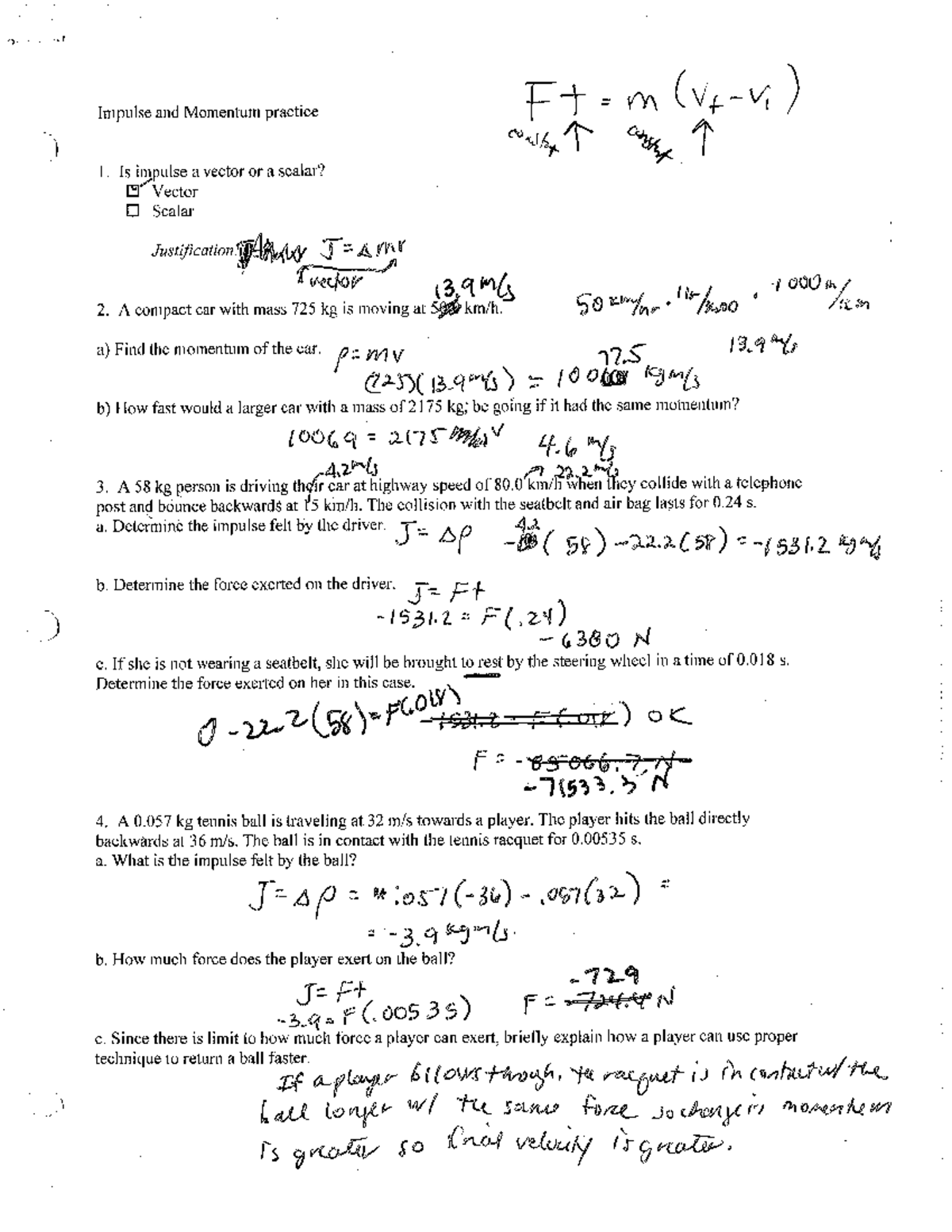 Key impulse and momentum practice - Studocu