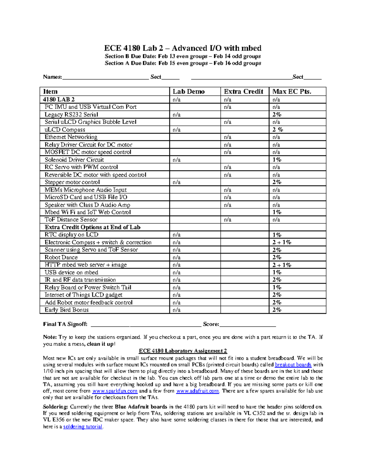 4180L2 F19 - Lab manual 2 - ECE 4180 Lab 2 – Advanced I/O with mbed ...