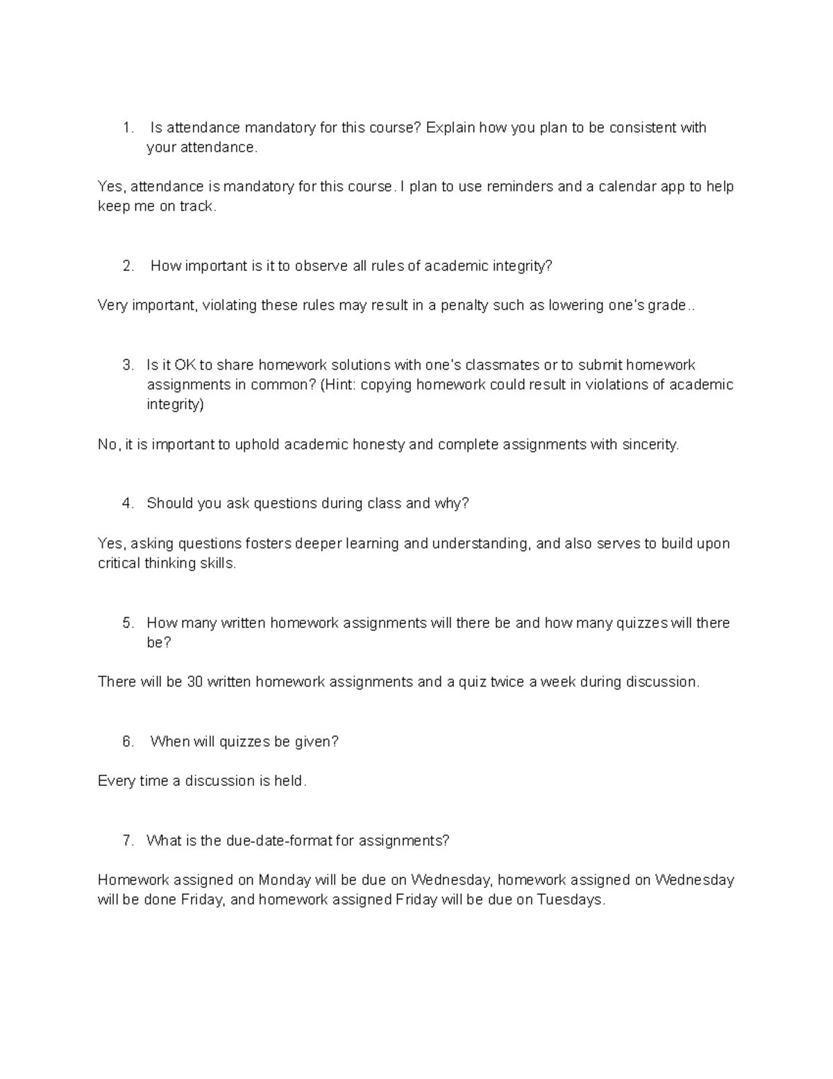 assignment 0 math - Is attendance mandatory for this course? Explain ...