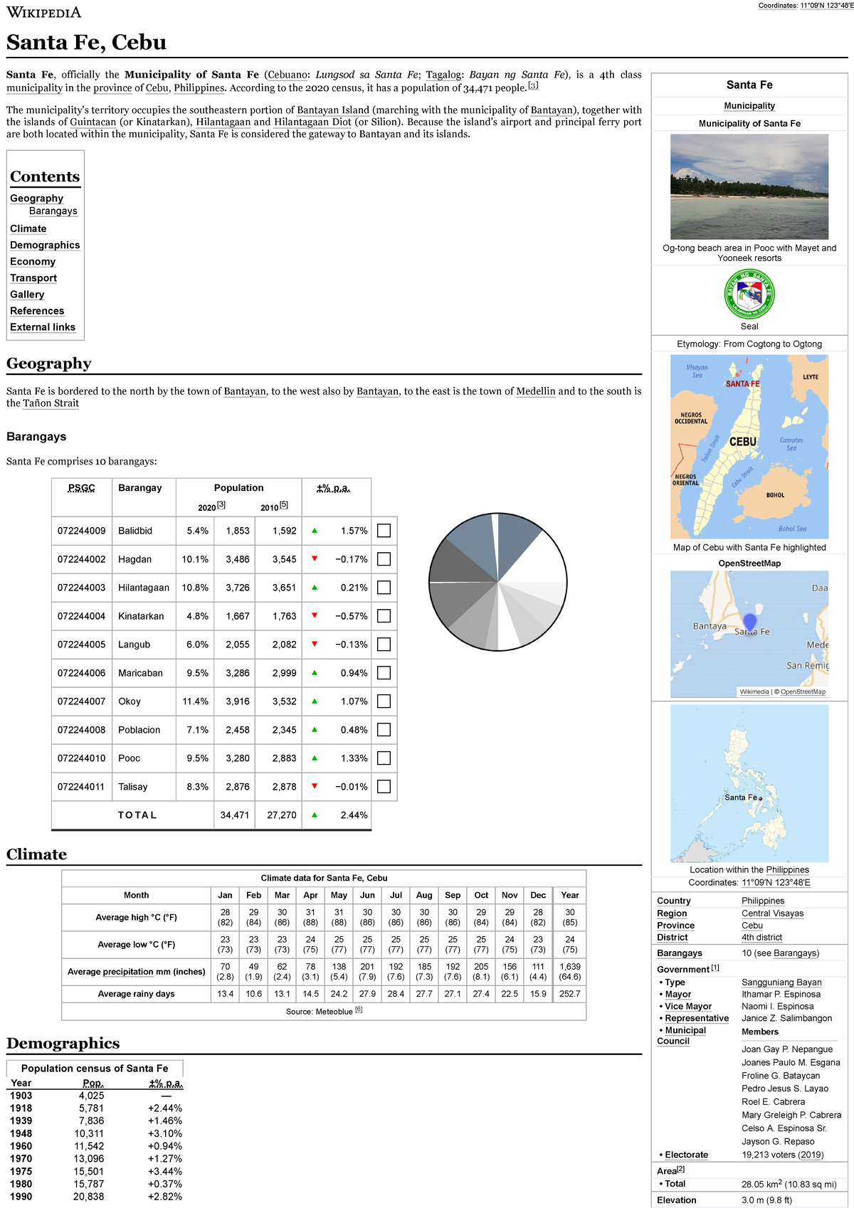 Santa Fe, Cebu - Wikipedia - Santa Fe Municipality Municipality of ...
