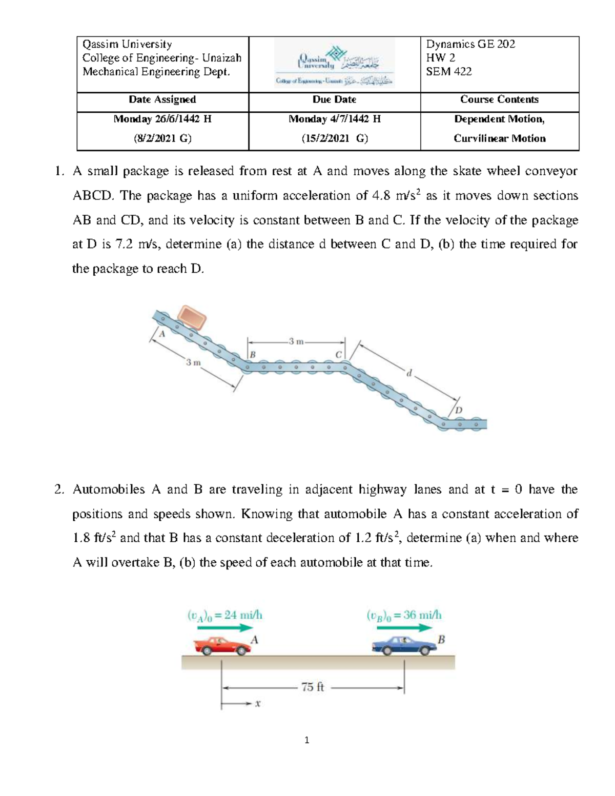 HW 2 - aaas - Qassim University College of Engineering- Unaizah ...