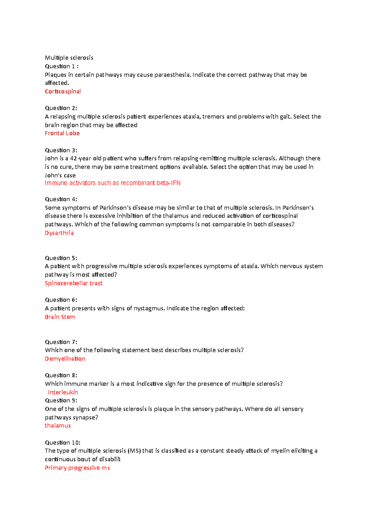 Multiple sclerosis bbb - Multiple sclerosis Question 1 : Plaques in ...