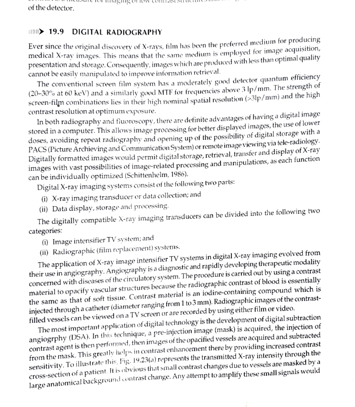 Lecture notes of Digital Radiography and flat panel detectors - of the ...