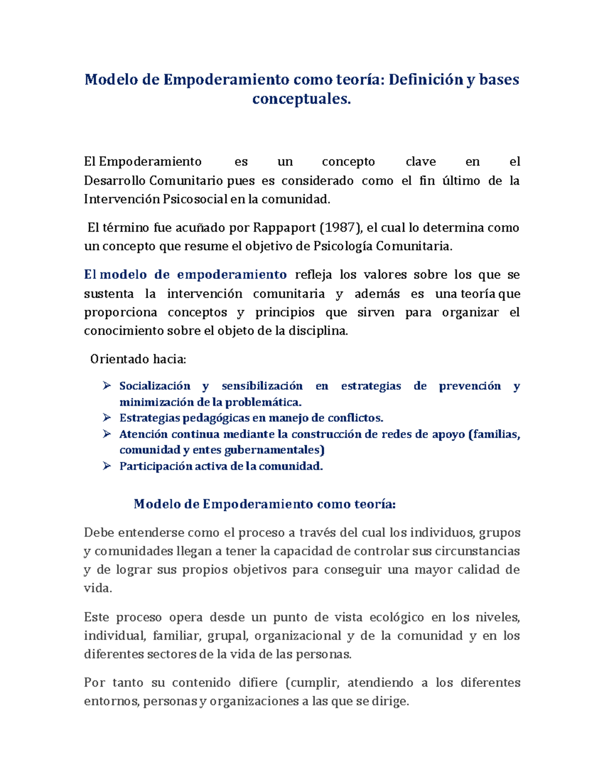 Scribd - modelo deempoderamiento - Modelo de Empoderamiento como teoría ...