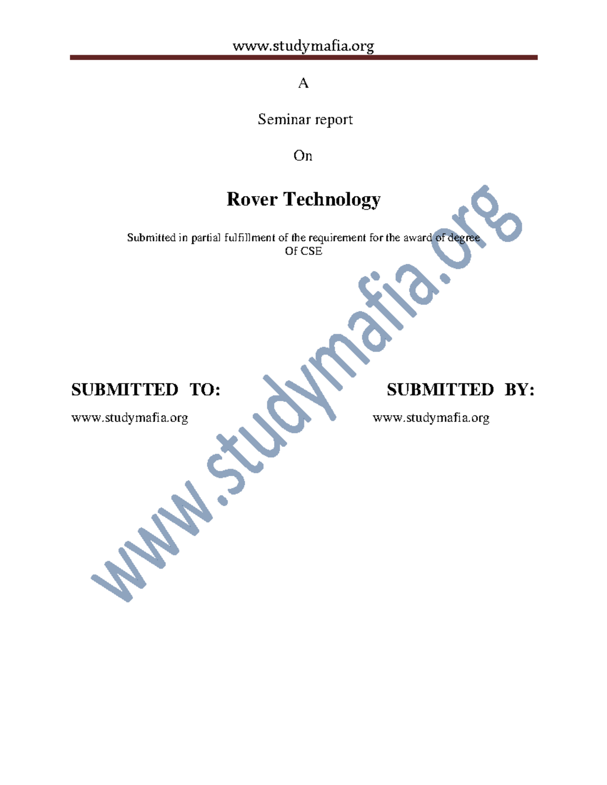 CSE Rover Technology Report - A Seminar report On Rover Technology ...