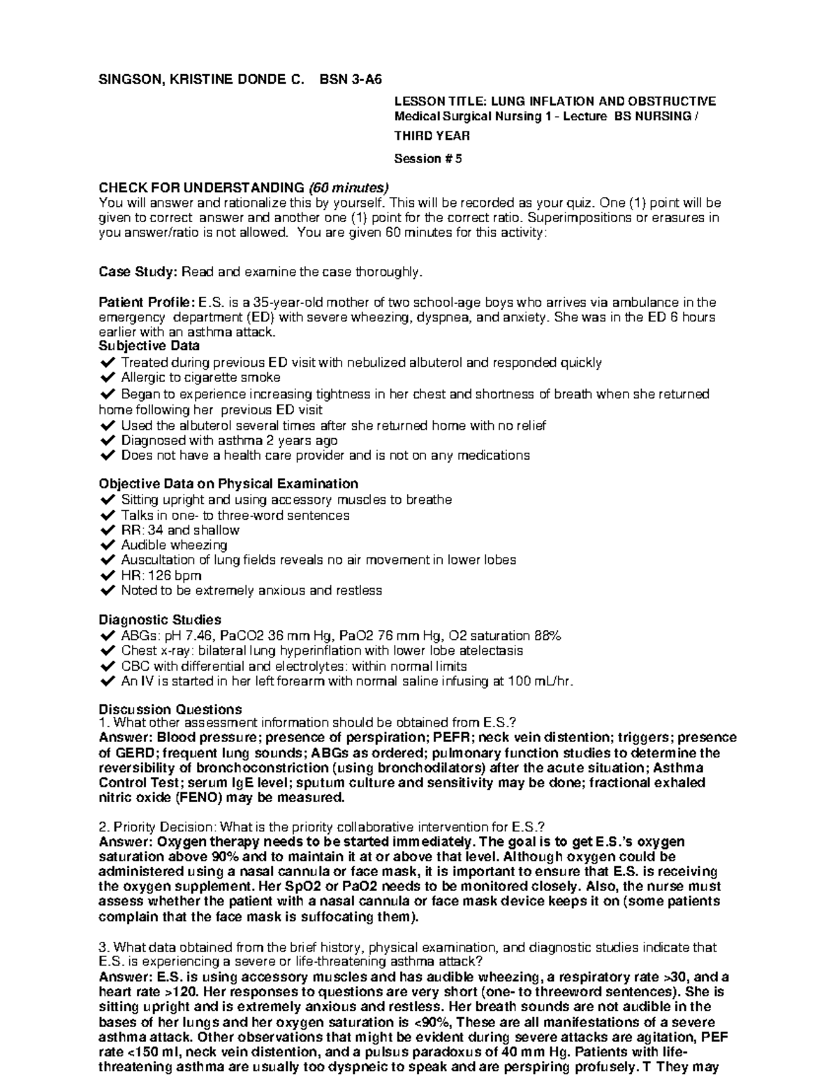 MS1-SAS 5 - medical surgical - SINGSON, KRISTINE DONDE C. BSN 3-A ...