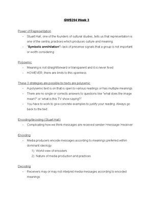 GWS204 Notes 01/30 - GWS204 Week 3 Media are businesses - Chief motive ...