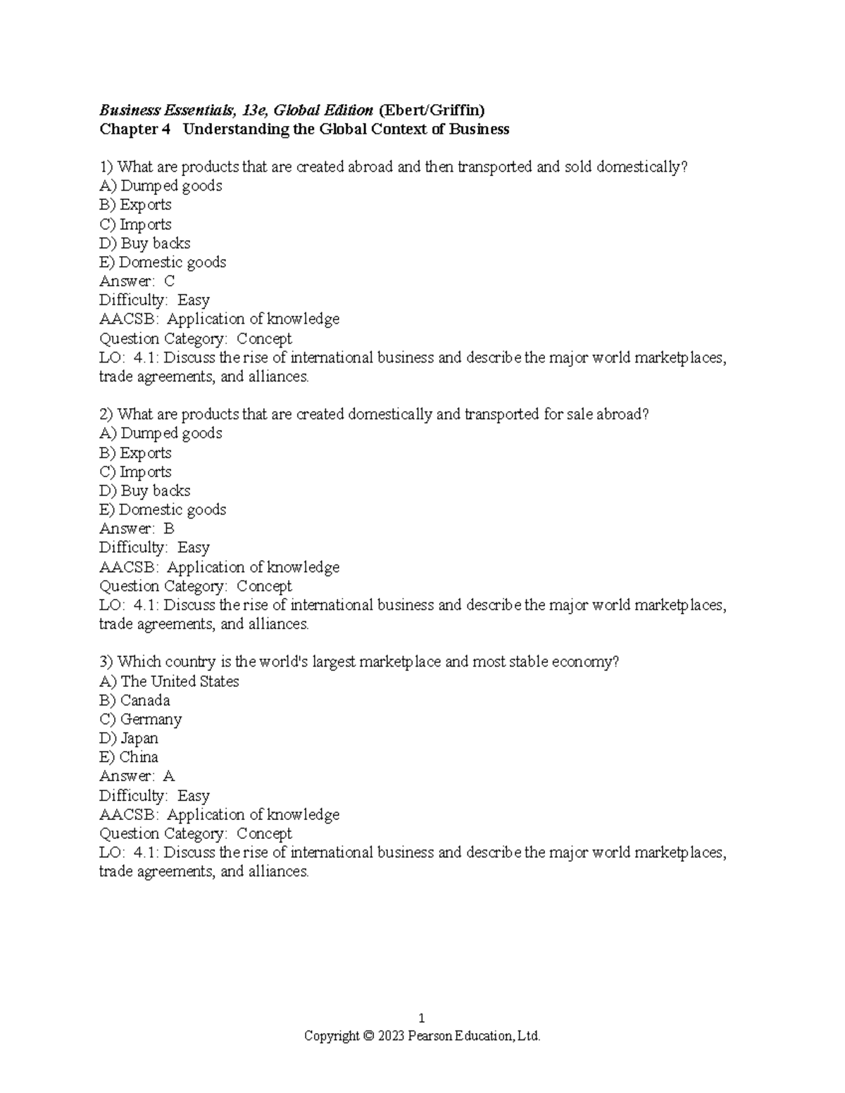 Ebert be13 tb 04 - ch 4 - Business Essentials, 13e, Global Edition ...