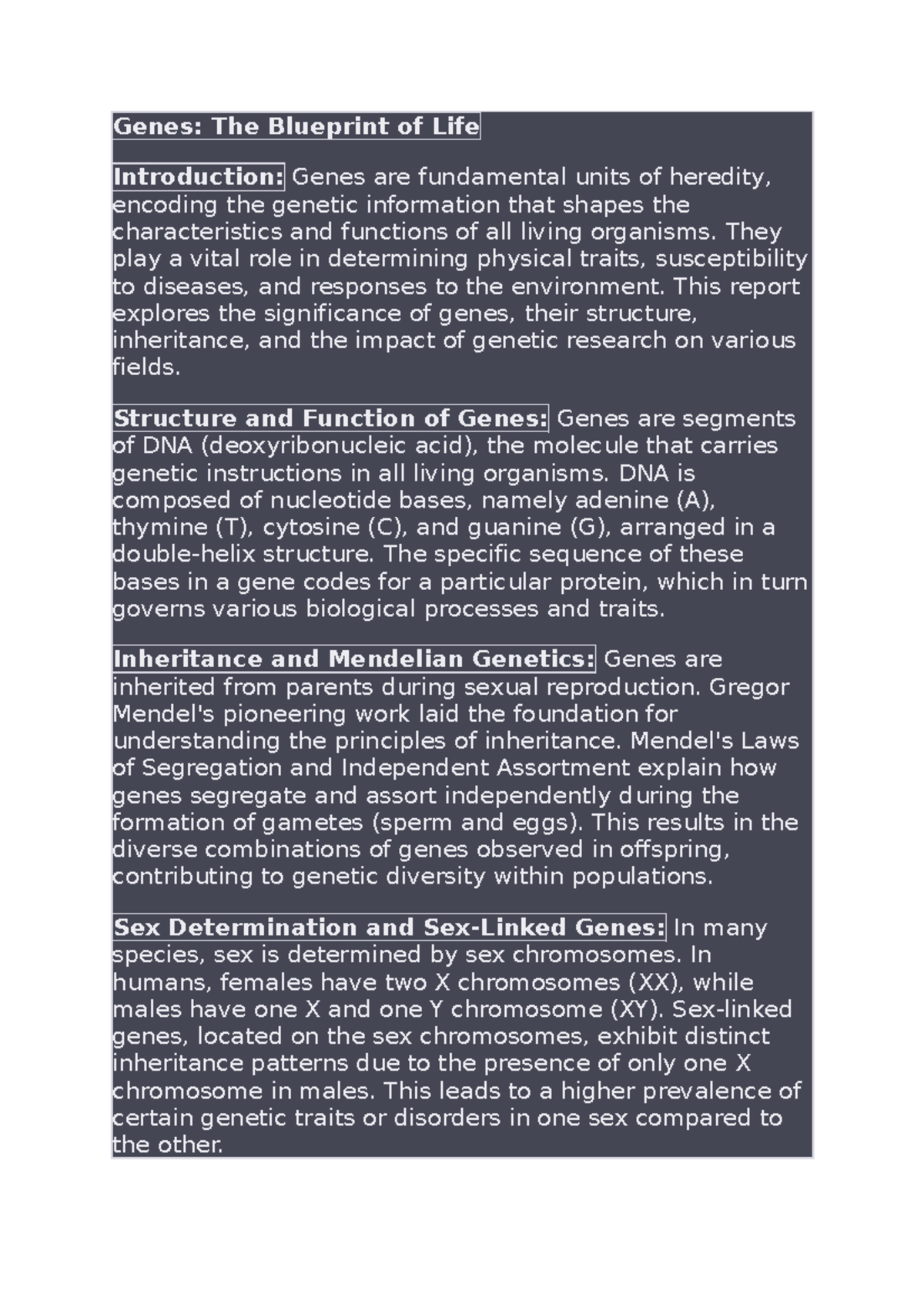 Genes- The Blueprint of Life - Genes: The Blueprint of Life ...