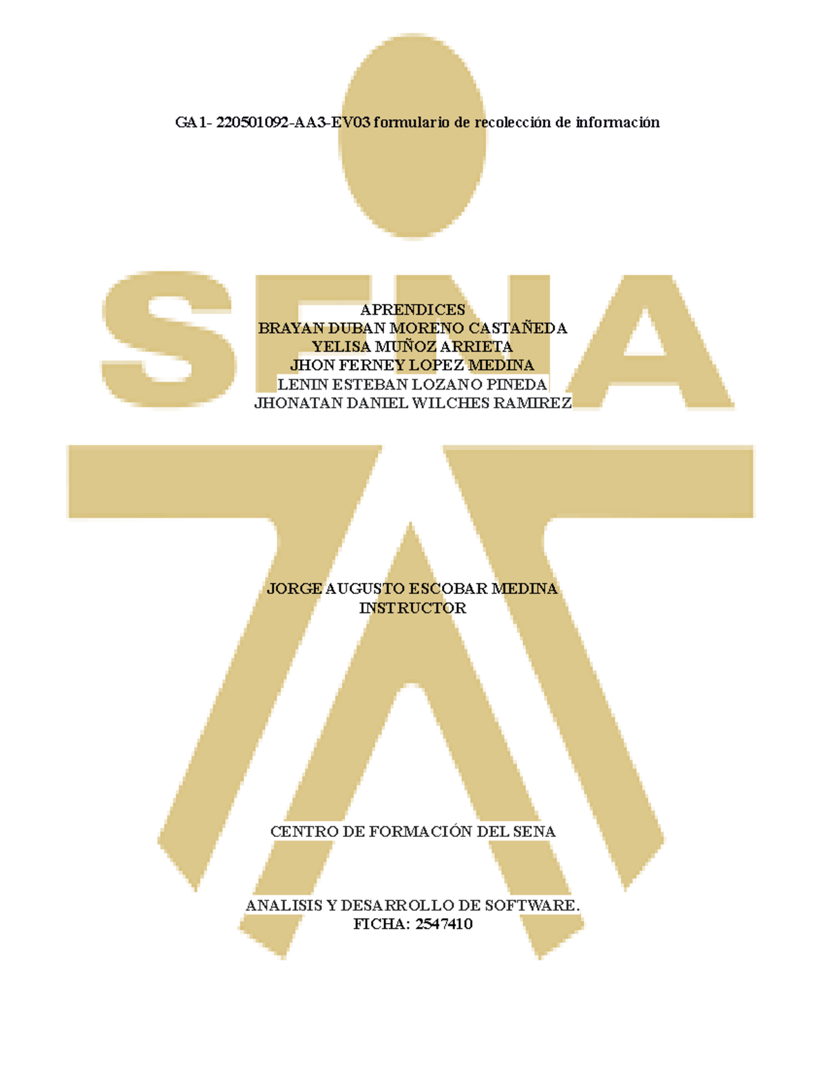 GA1n220501092 n AA3n EV03nformulariondenrecoleccinnnndeninformacinnnnn ...