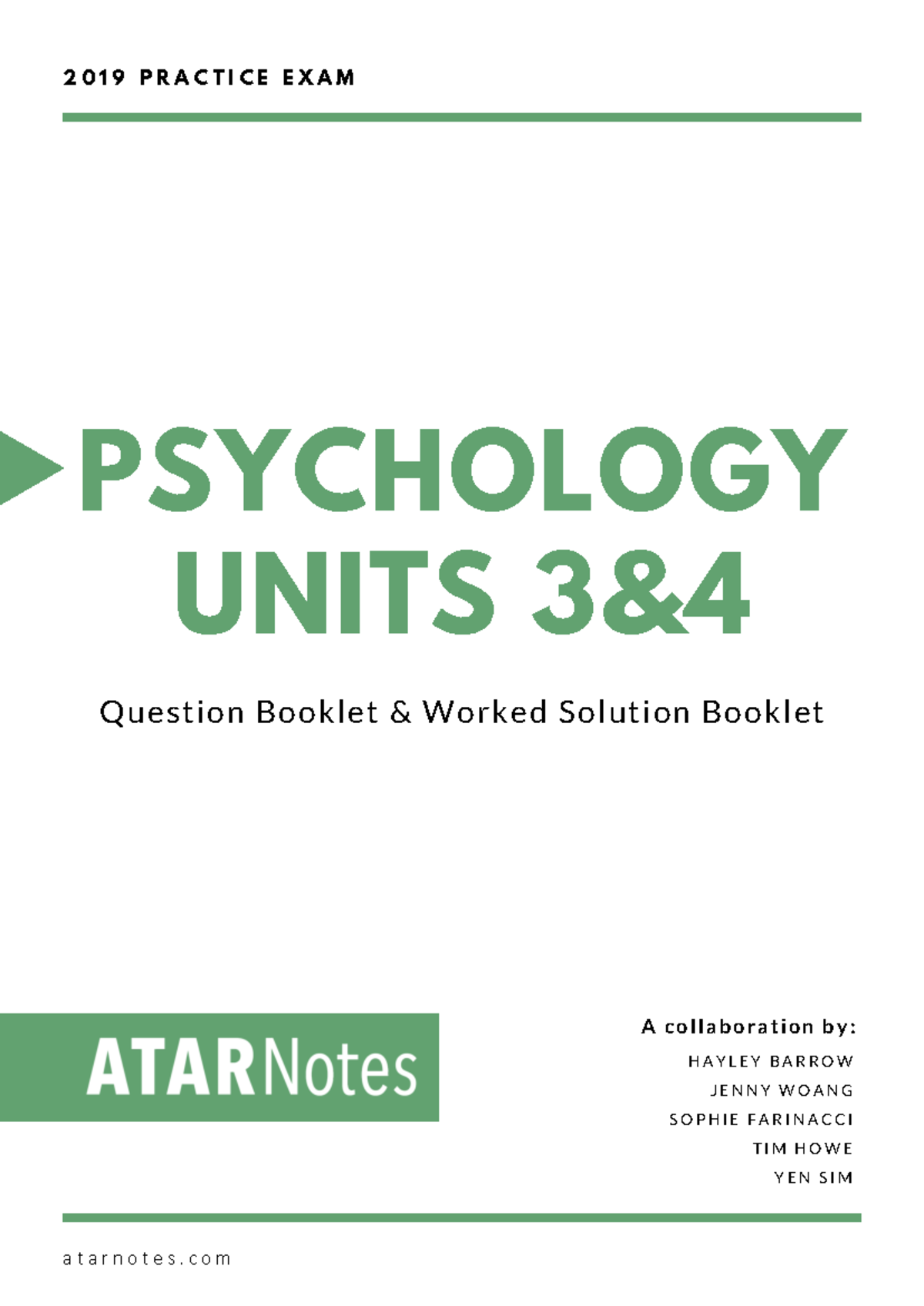 VCE Psychology Practice Exam 1 (Units 3&4) - ####### 2 0 1 9 P R A C T ...