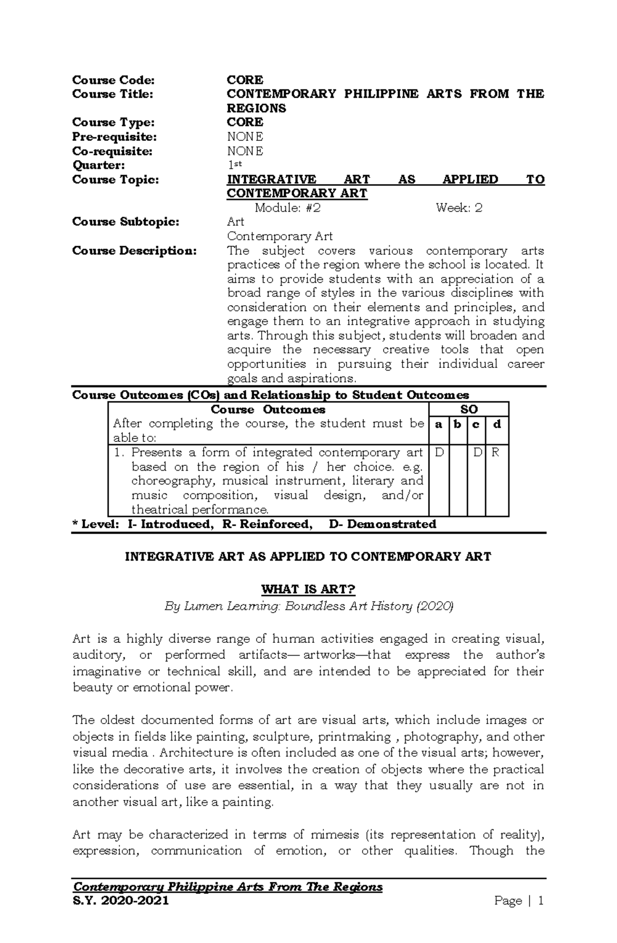 CPAR- Module 2 (WEEK2) - Contemporary Philippine Arts From The Regions ...