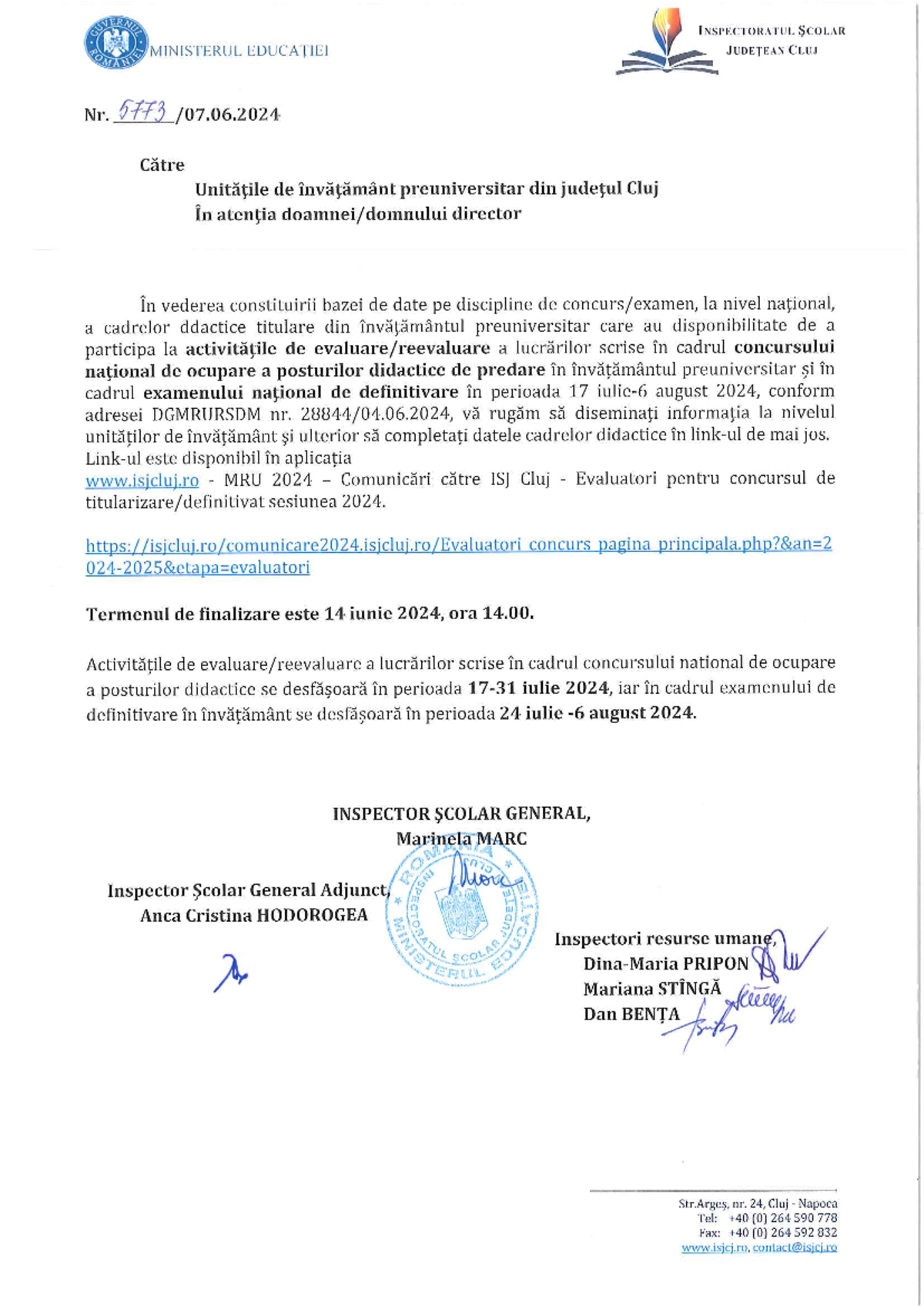 Evaluatori Examen titularizare si Definitivat - GUVERNUK INSPECTORATUL ...