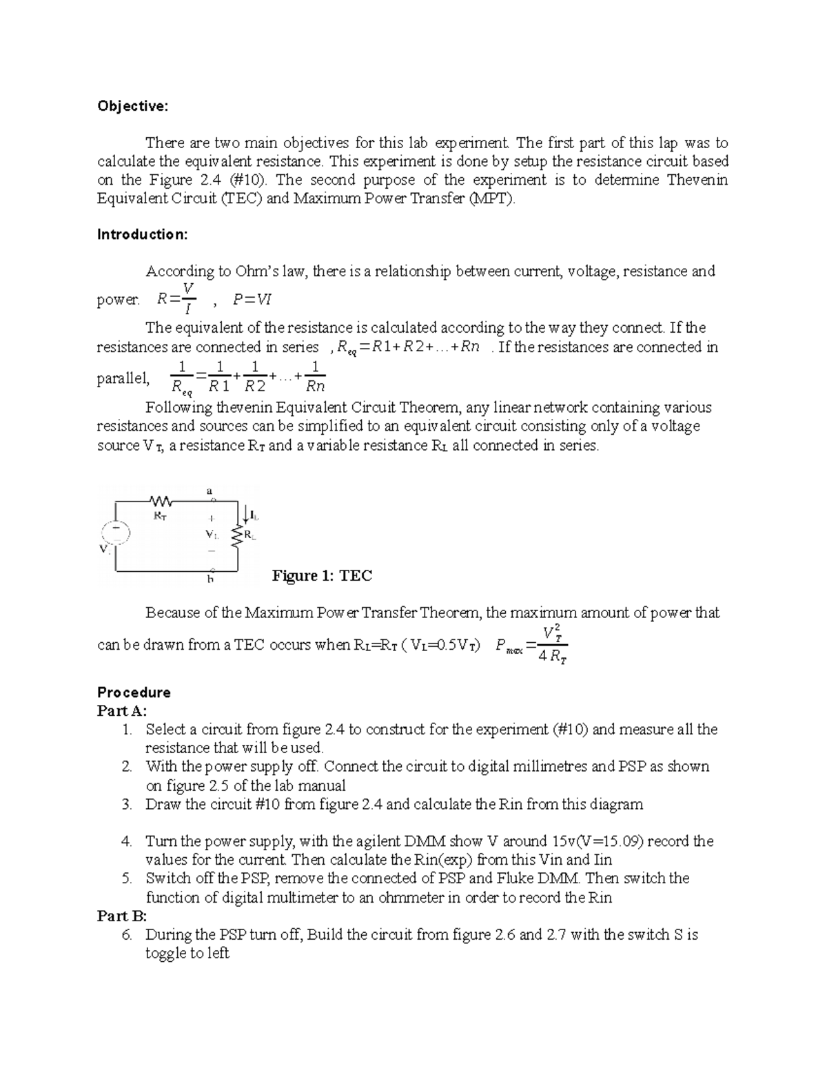 Elec275 2 - personal maybe have error - Objective: There are two main ...