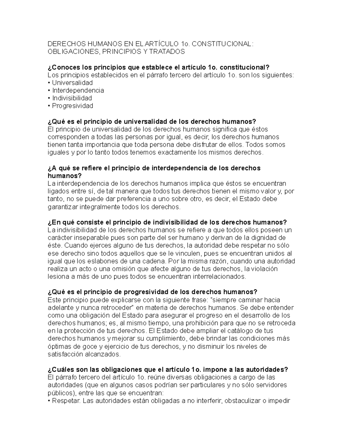 Derechos Humanos En El Artículo 1 Derechos Humanos En El Artículo 1o