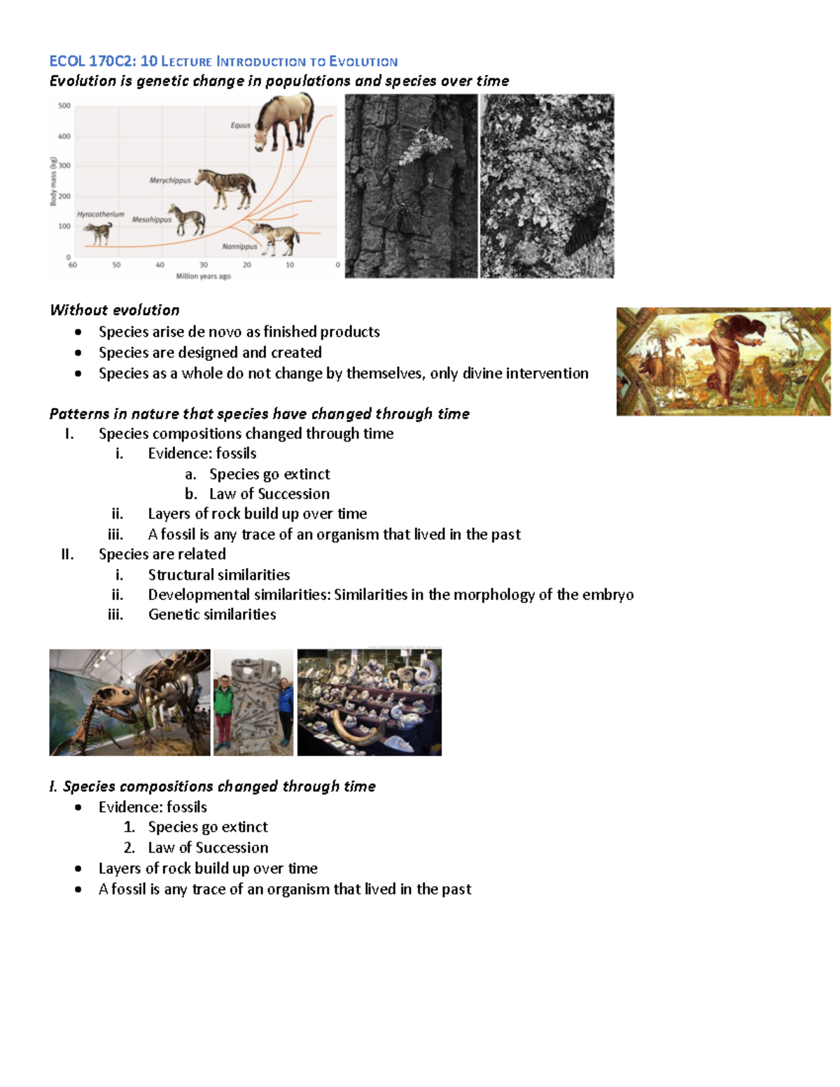ECOL 170C2- 10 Lecture Introduction TO Evolution - Evolution is genetic ...