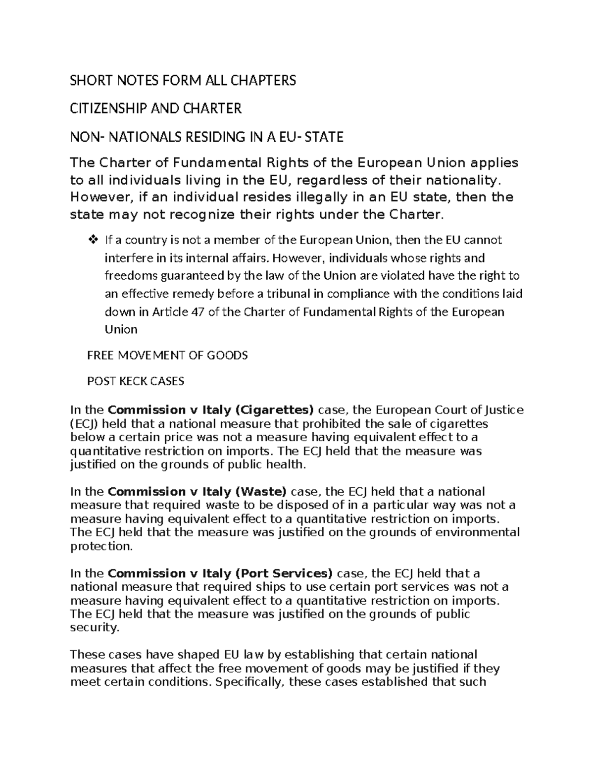Citizenship AND Charter - SHORT NOTES FORM ALL CHAPTERS CITIZENSHIP AND ...