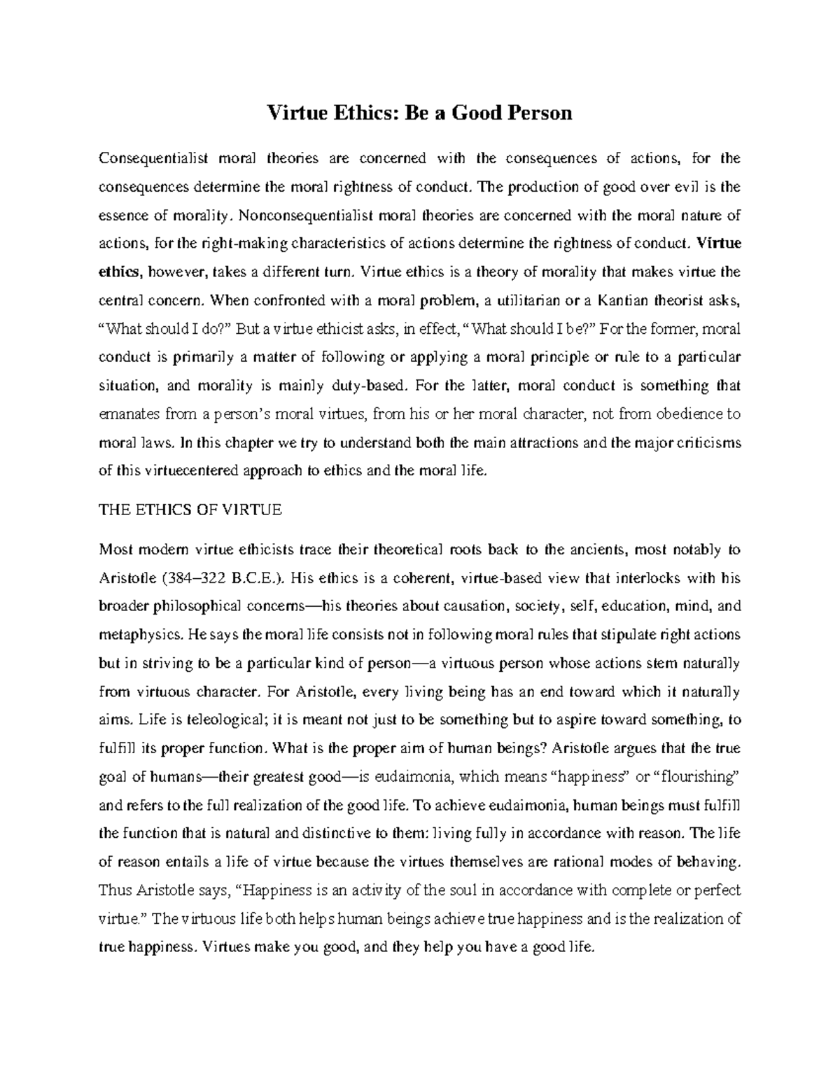 Virtue Ethics-Be a Good Person - Virtue Ethics: Be a Good Person ...