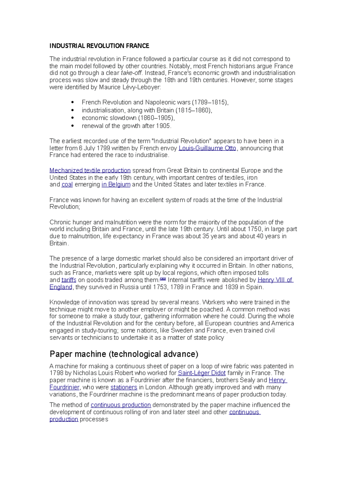 Industrial Revolution France - INDUSTRIAL REVOLUTION FRANCE The ...