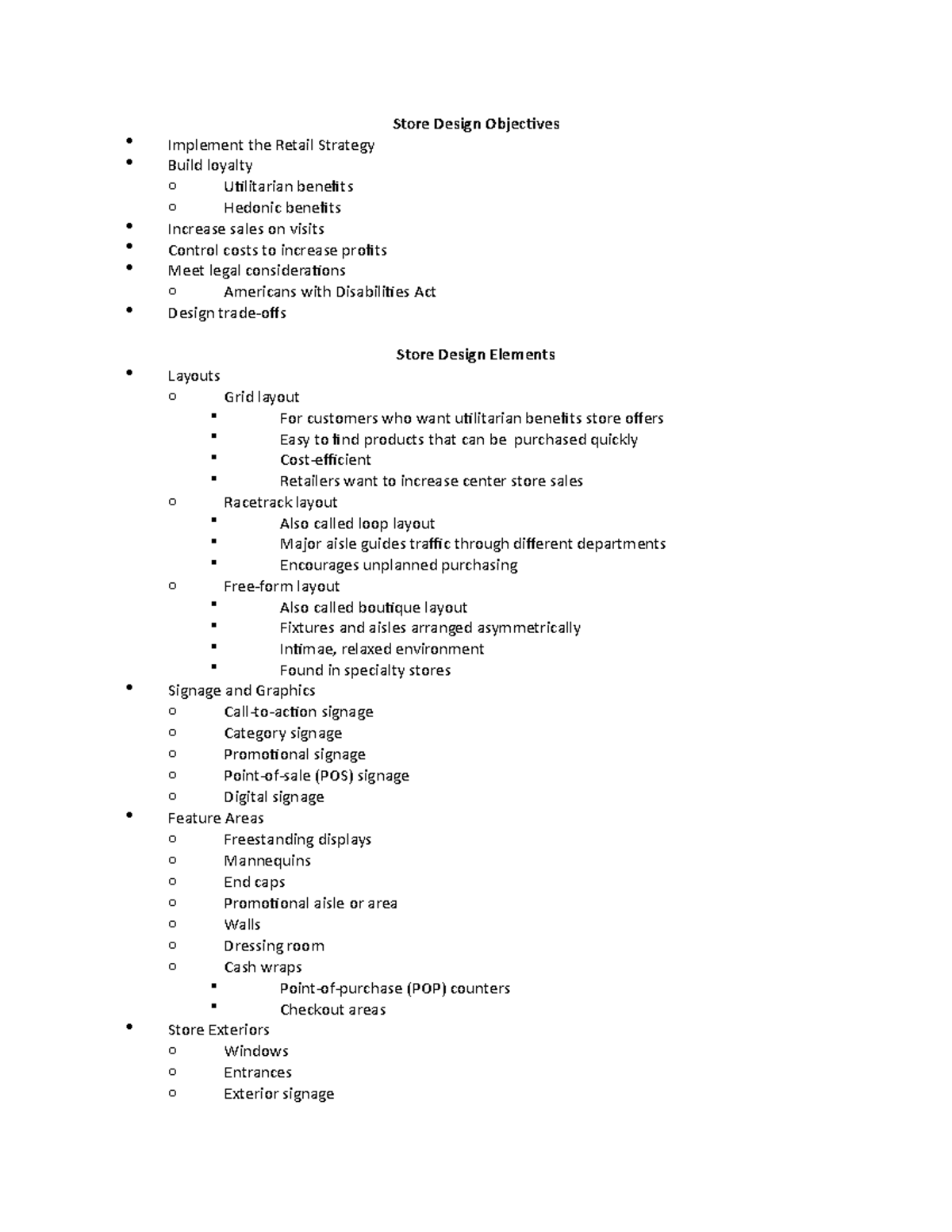 Mktg 361 Chapter 16 - Lecture notes 16 - Store Design Objectives ...