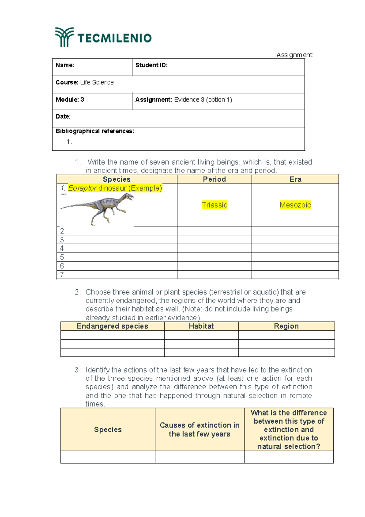 Template-Evidence 3,option 1-1 - Assignment Name: Student ID: Course ...