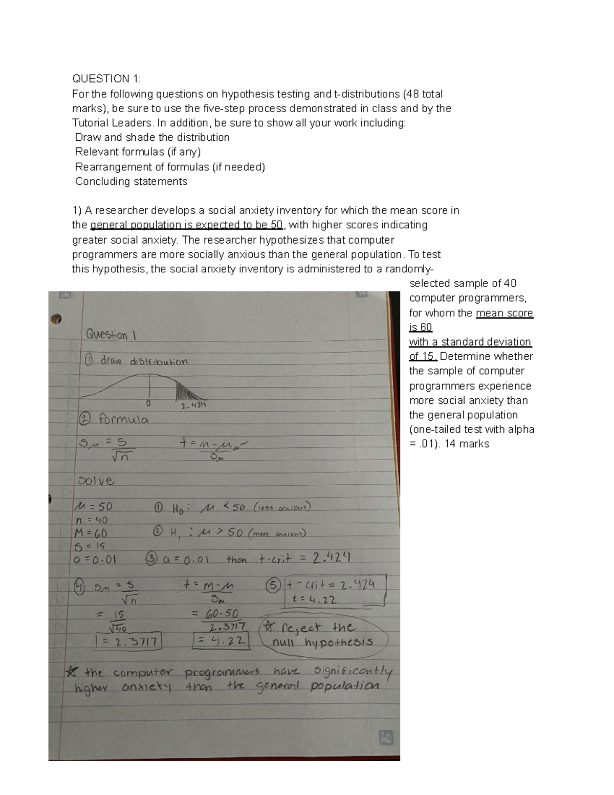 Lab handout 6 - lab - QUESTION 1: For the following questions on ...