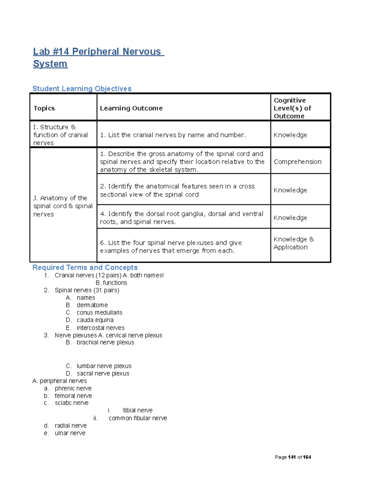 Lab ^N14 Peripheral Nervous System DN - Lab #14 Peripheral Nervous ...