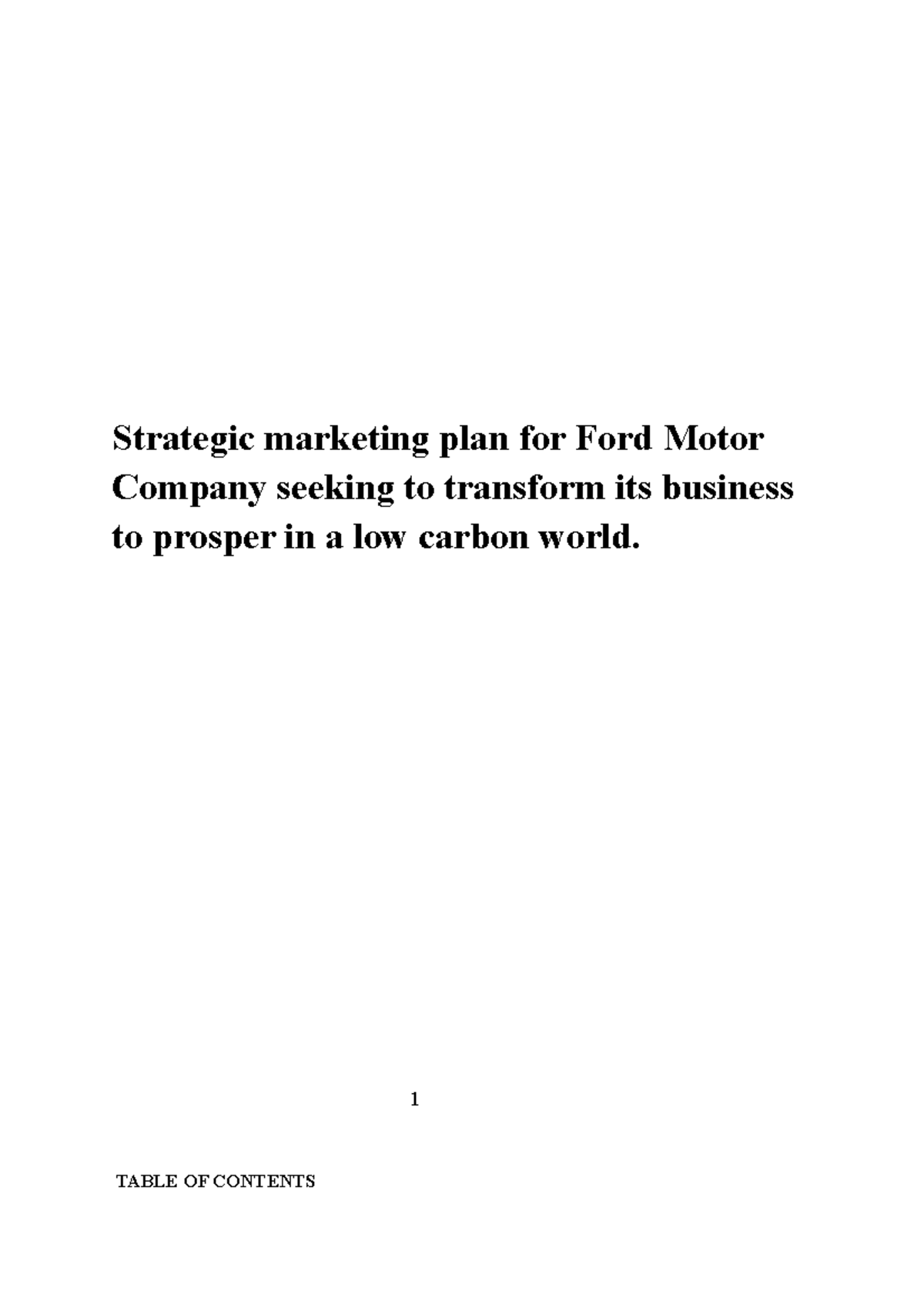 strategic marketing management for ford motor - Strategic marketing ...