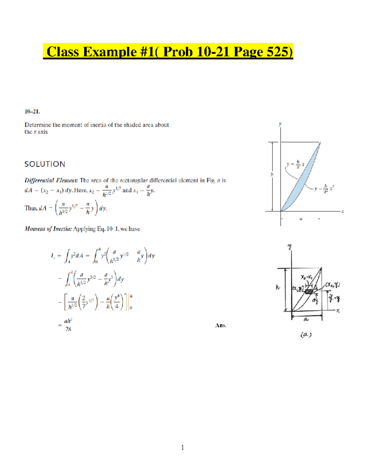 31-Moment of Inertia for an Area by Integration Class Problems - Class ...