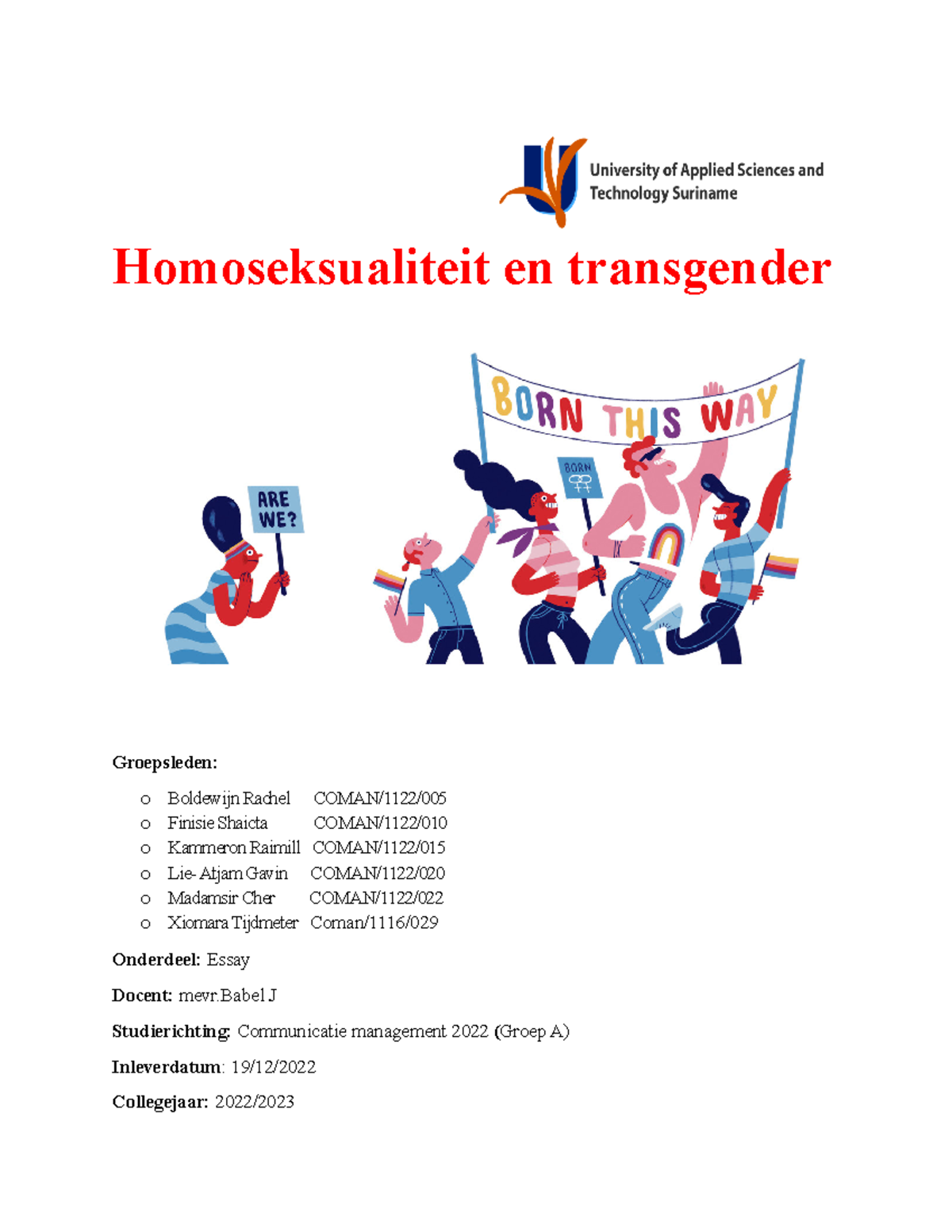 Essay - Homoseksualiteit en transgender Groepsleden: o Boldewijn Rachel ...