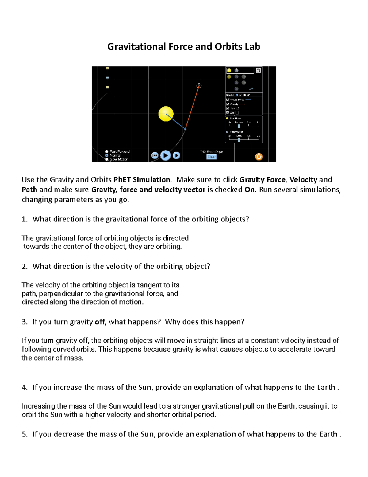 Copy of AP 1 Gravity and Orbits UCM Exploration - Gravitational Force ...