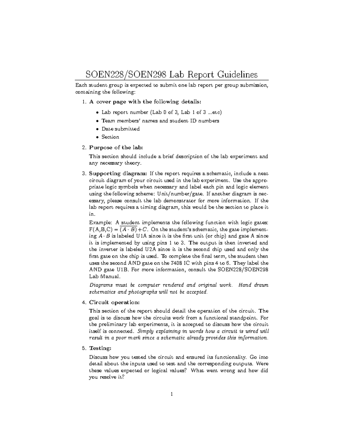 Lab report guideline - SOEN228/SOEN298 Lab Report Guidelines Each ...