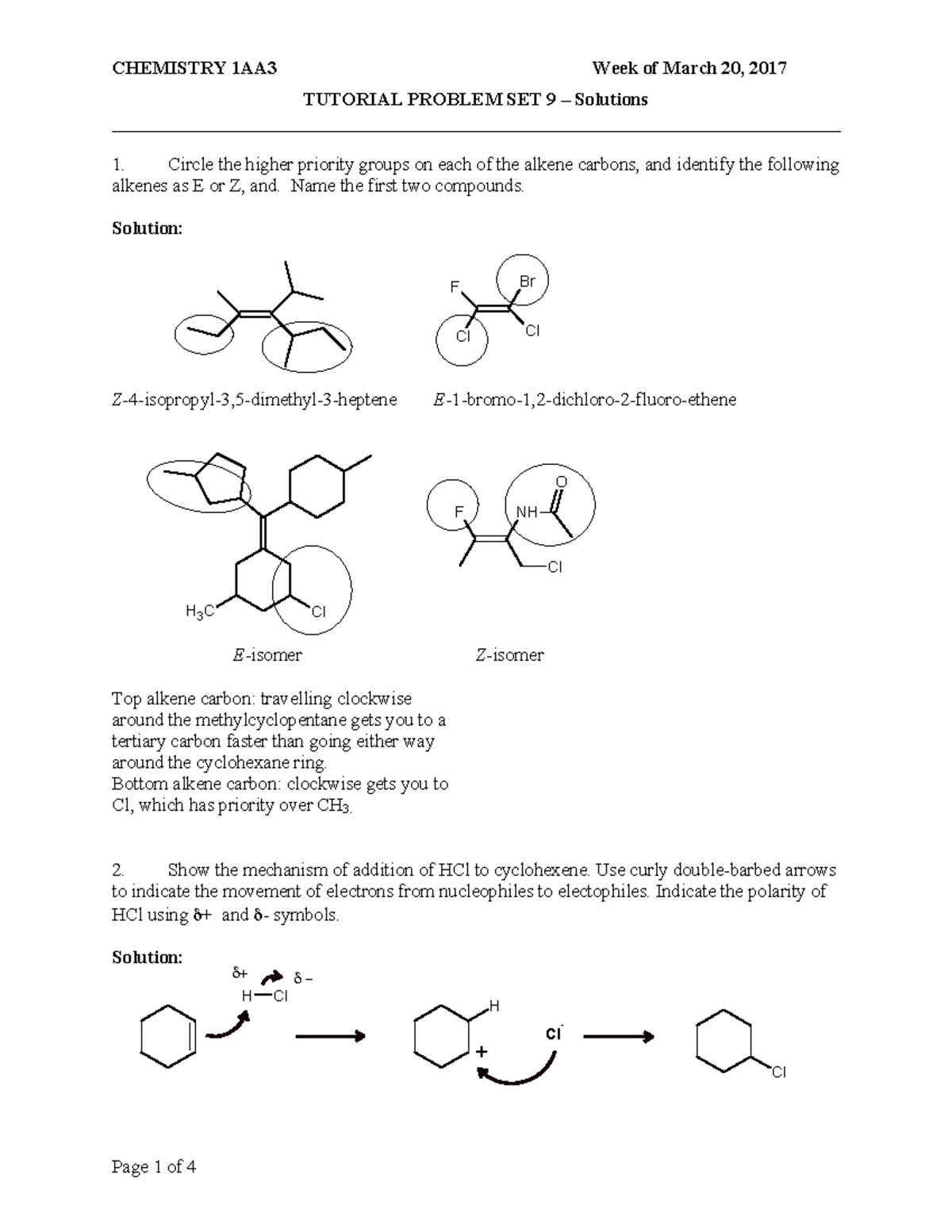 1aa3 2017 tut9 a - Notes - CHEMISTRY 1AA3 Week of March 20, 2017 ...