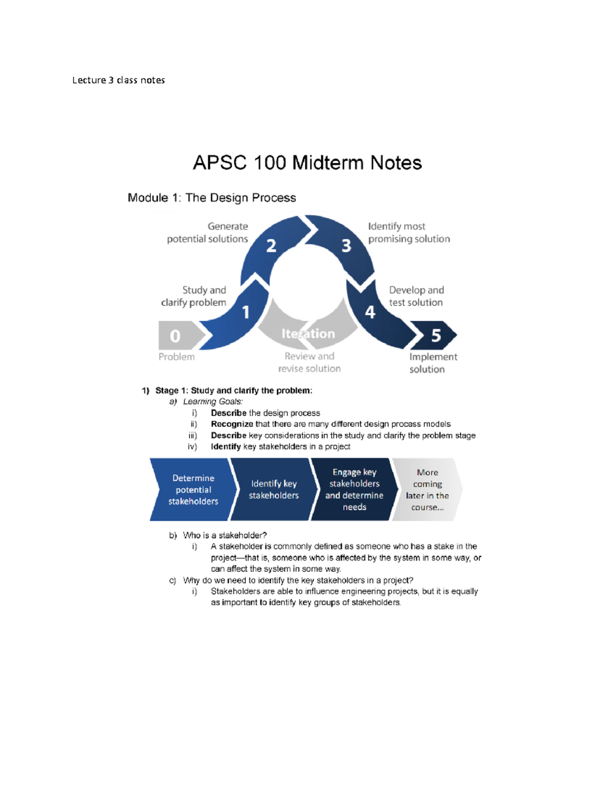 APSC 100 Lecture 3 class notes - APSC 100 - Lecture 3 class notes - Studocu